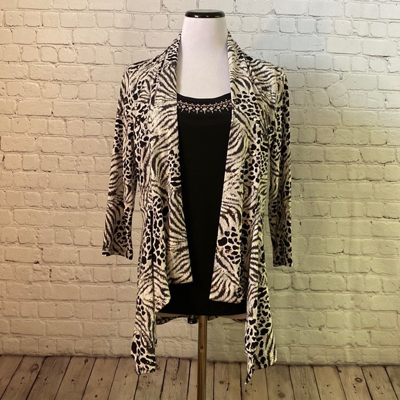 JM Collection | Tops | Jm Collection Black And White Formal With Shiny ...